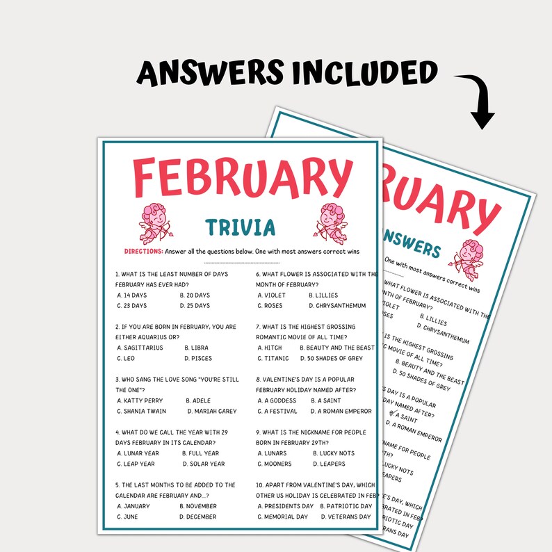 February Games, February Trivia, Birthday Games, Brunch Games, Team ...