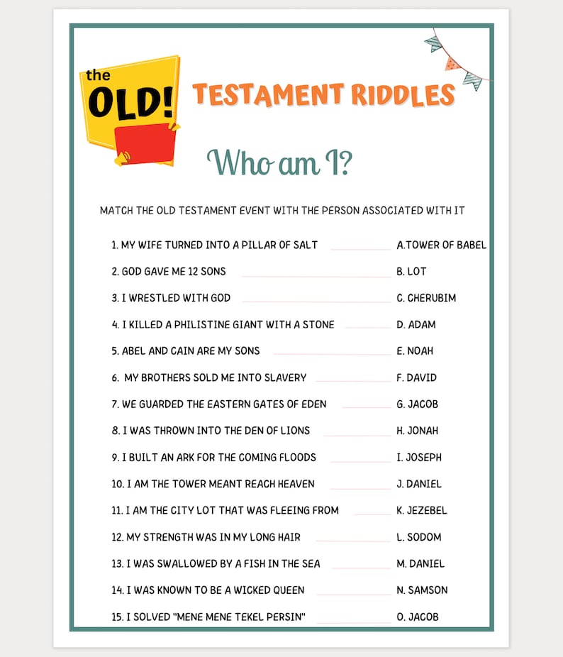Bible Games, Old Testament Riddles, Bible Games for Kids and Adults ...