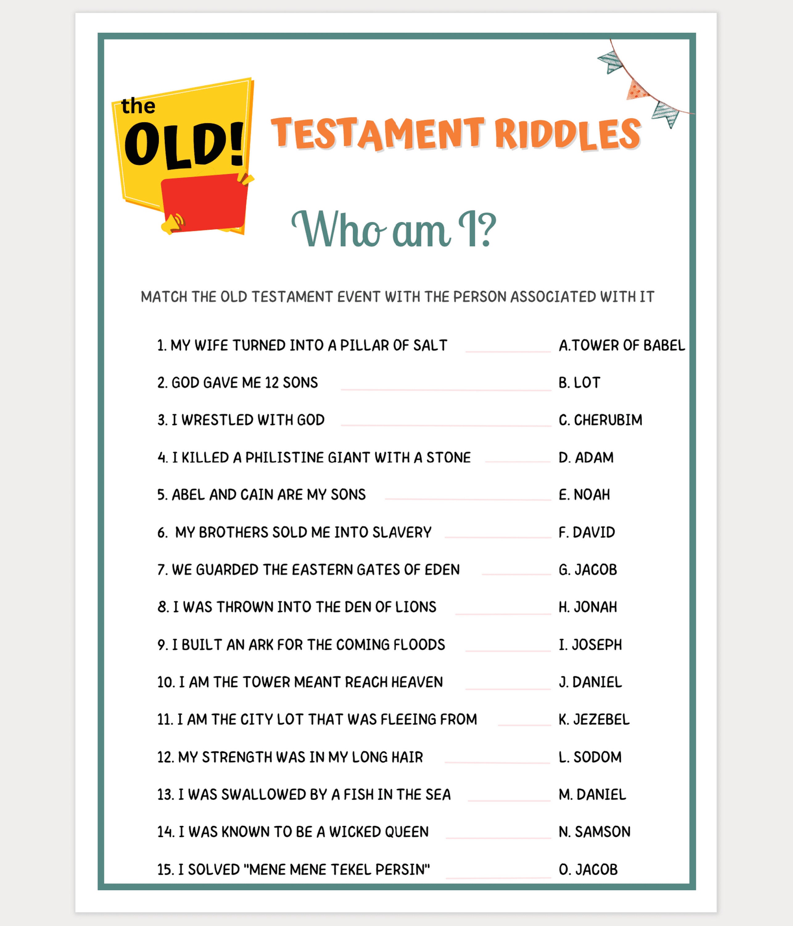 Bible Games, Old Testament Riddles, Bible Games for Kids and Adults ...