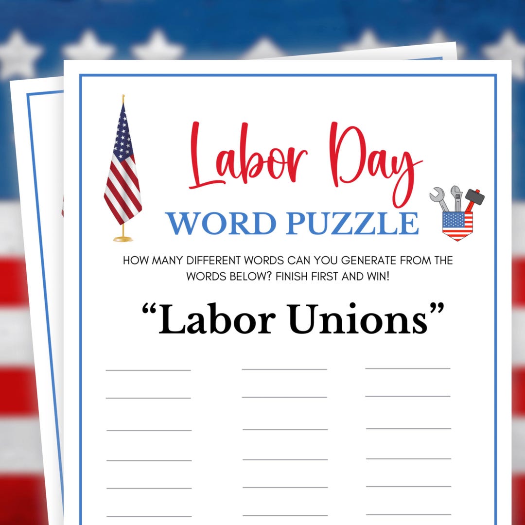 Labor Day Games, Word Puzzle, Labor Day Party Games, Patriotic Games ...