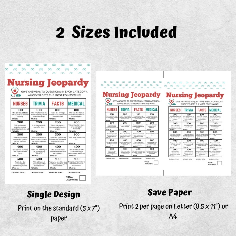 Nurse Jeopardy, Nurse Games, Printable Nurse Party Games, Nurse ...