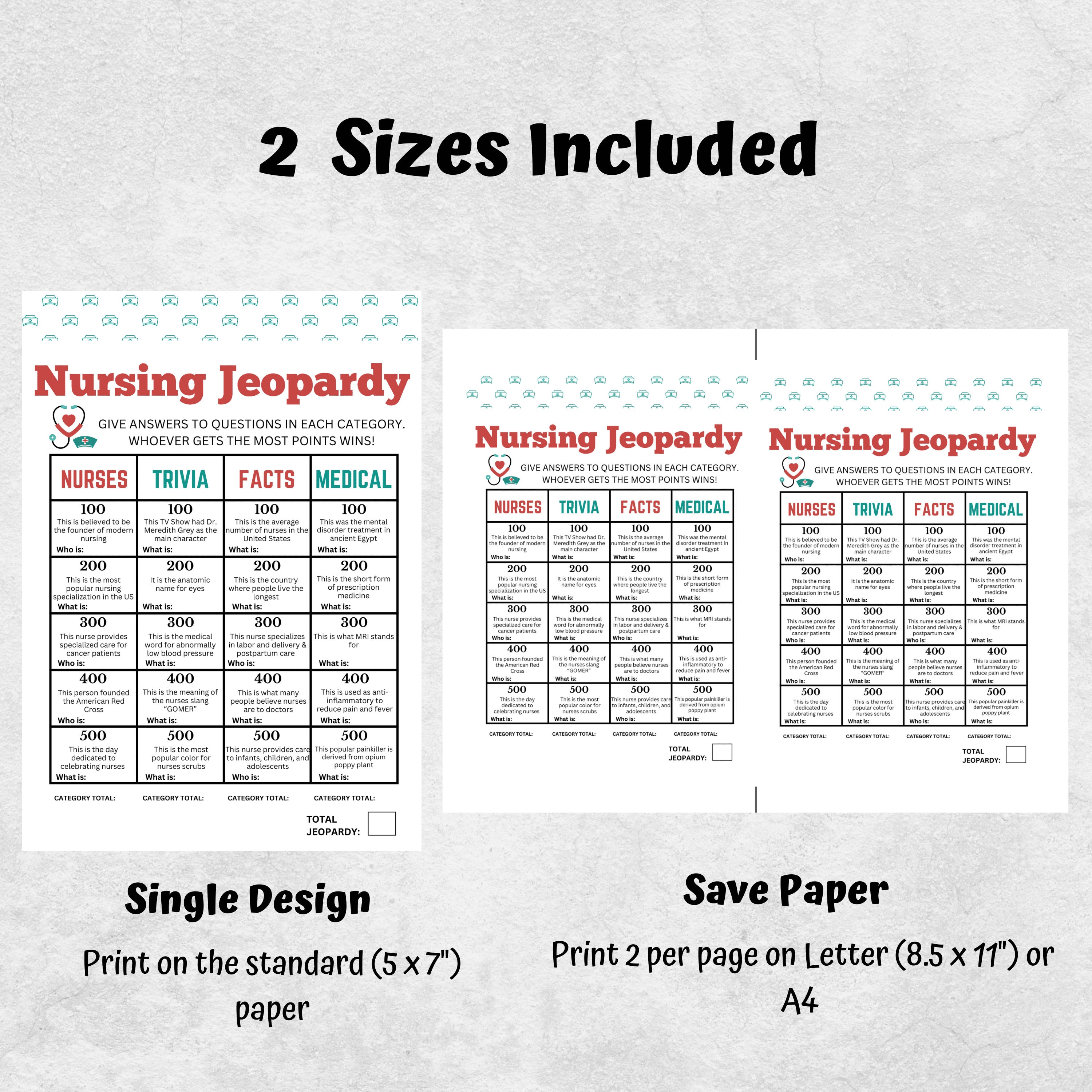 Nurse Games, Nurse Jeopardy, Trivia, Nurse Party Games, Nurse ...