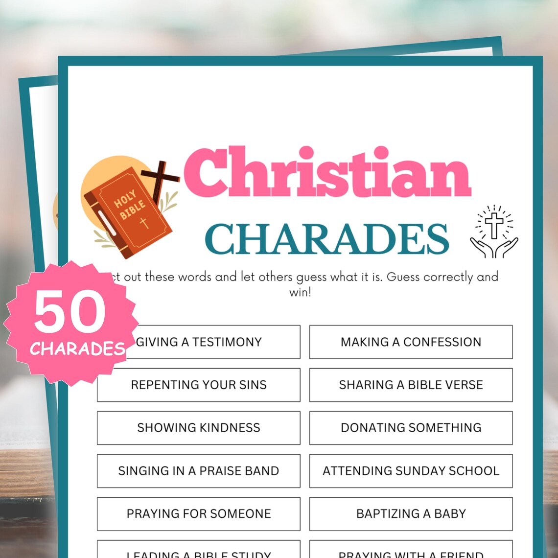Christian Charades, Bible Games for Kids, Bible Games for Adults ...
