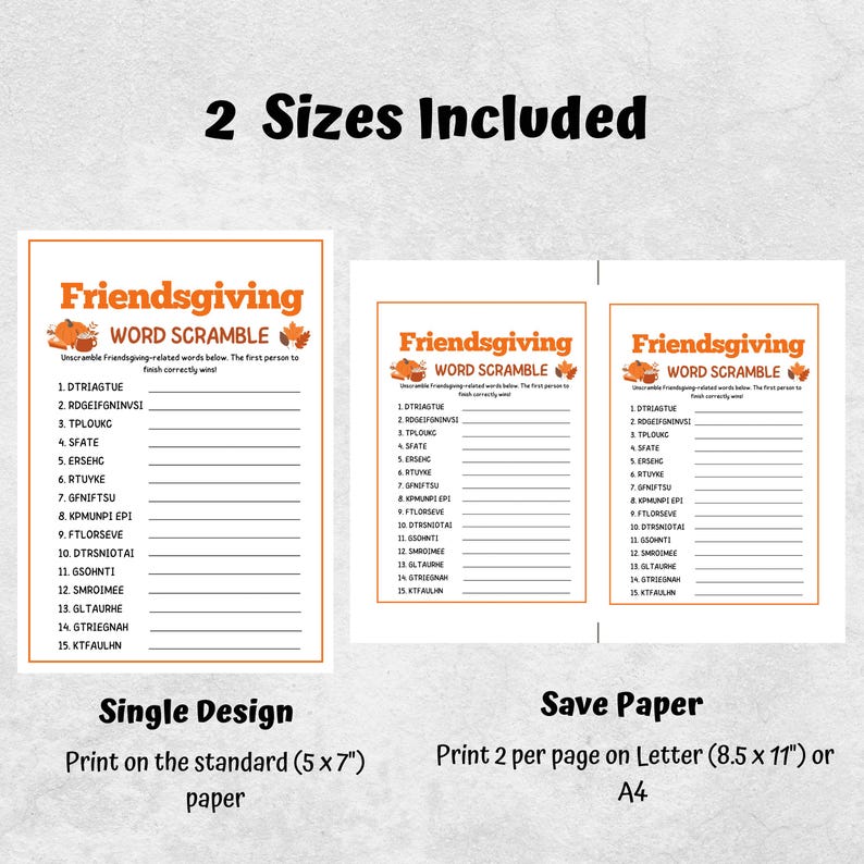 Friendsgiving Games, Word Scramble, Friendsgiving Party Games ...