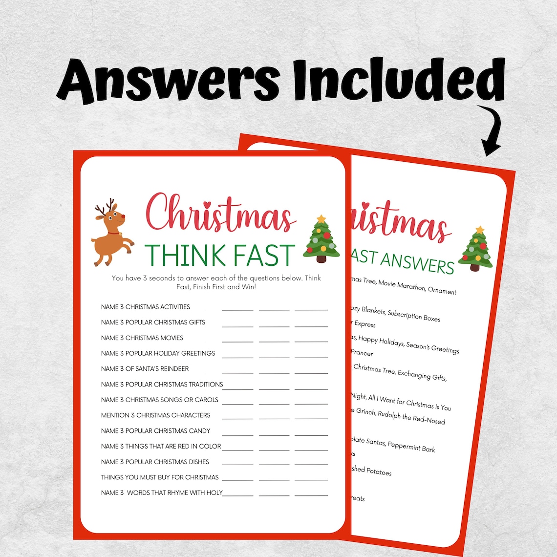 Christmas Games, Think Fast, Christmas Party Games, Christmas Trivia ...