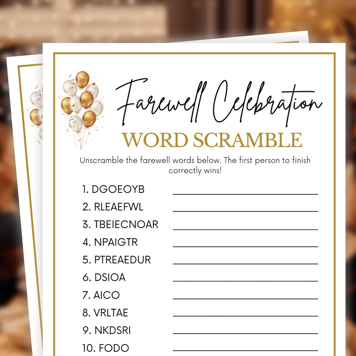 Farewell Party Games, Word Scramble, Farewell Celebration Games ...