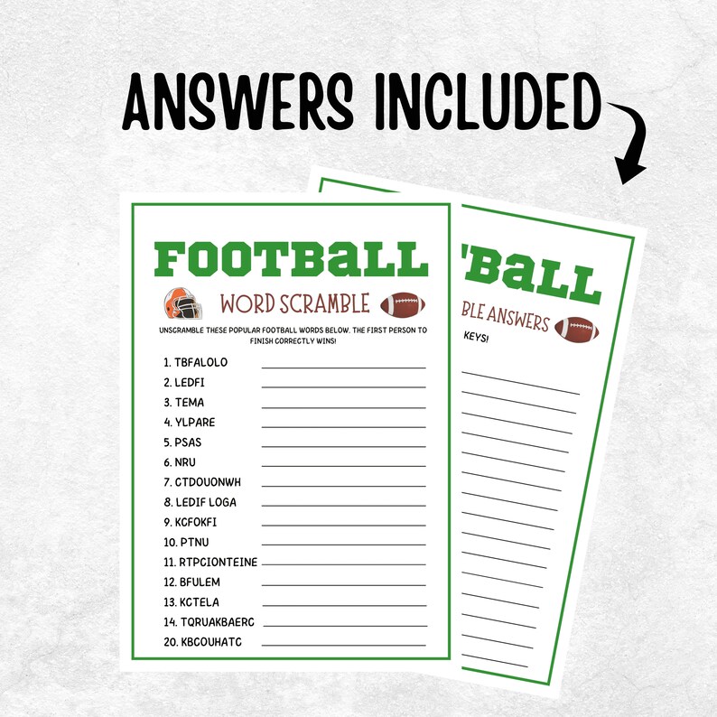 Football Games, Word Scramble, Football Party Games, Super Bowl Party ...