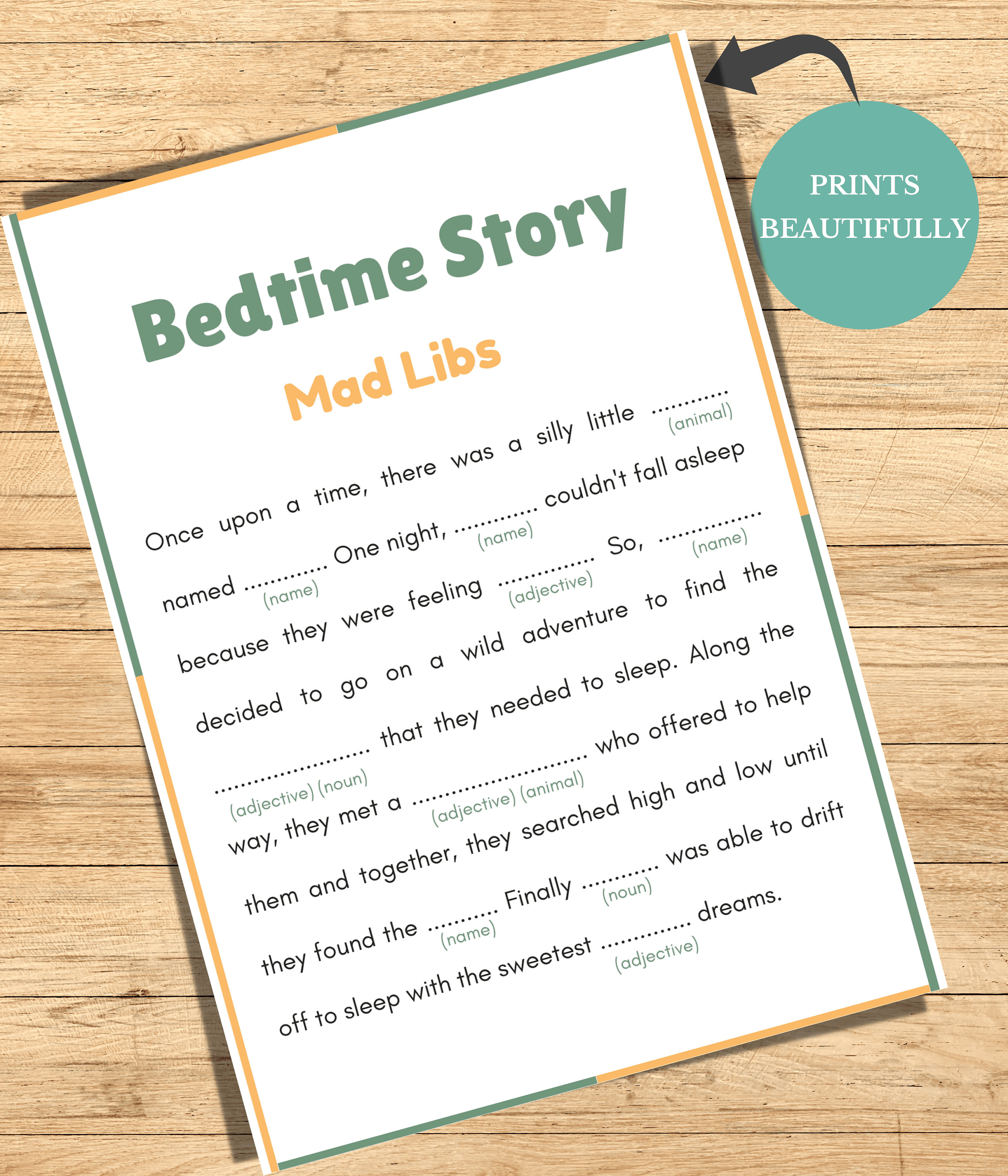 Madlibs, Madlibs for Kids, Games for Kids, Bedtime Story, Bedtime Story ...