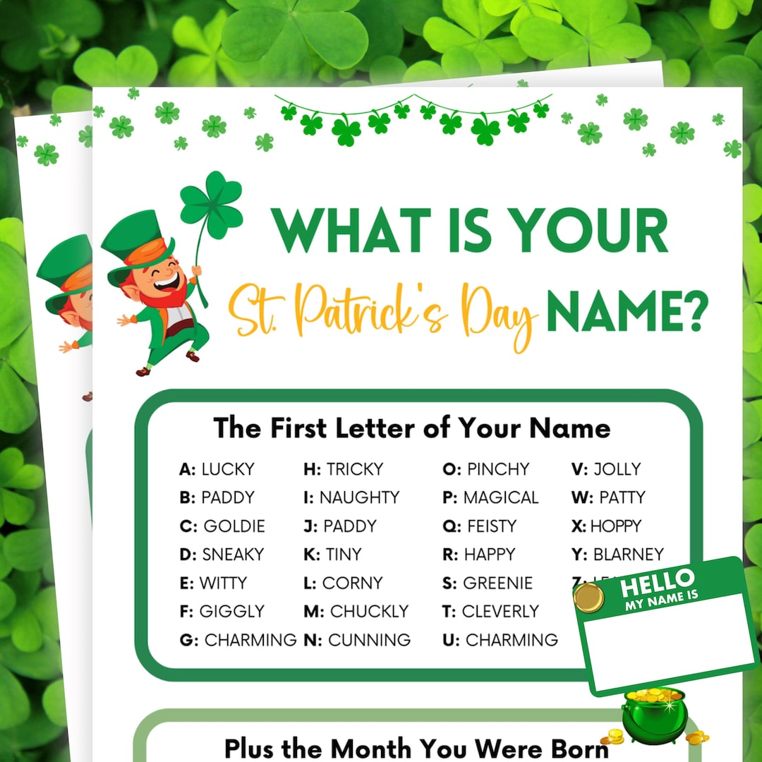 What is Your St Patricks Day Name, St Patricks Day Games, St. Patrick's ...