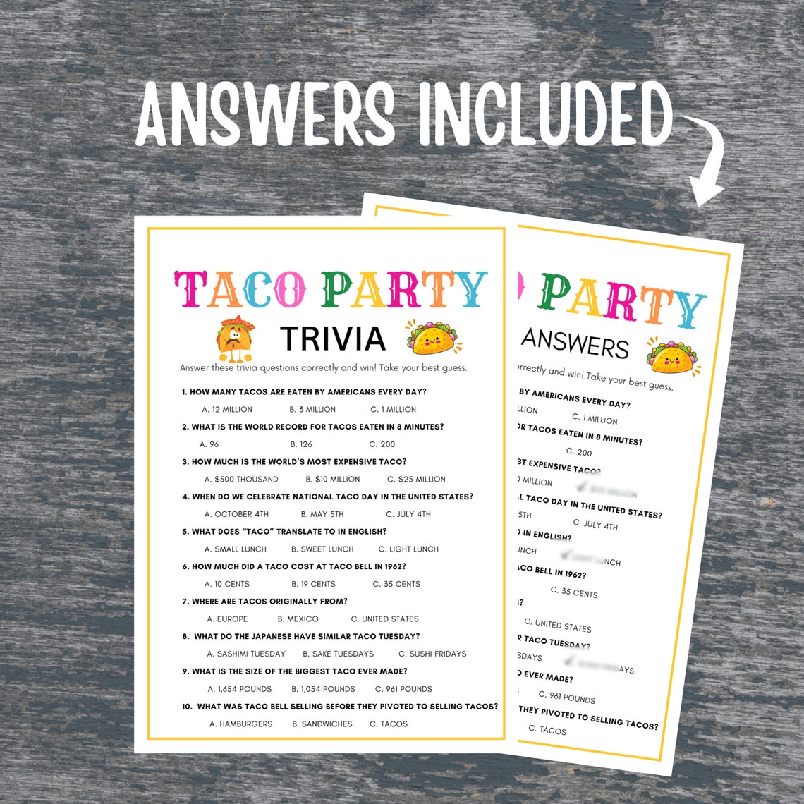 Taco Party Games, 35 Game SUPER Bundle, Taco Tuesday Games, Taco Party ...
