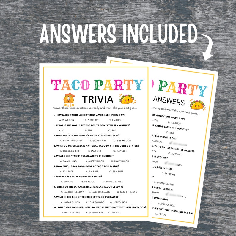 Taco Party Games, 35 Game SUPER Bundle, Taco Tuesday Games, Taco Party ...