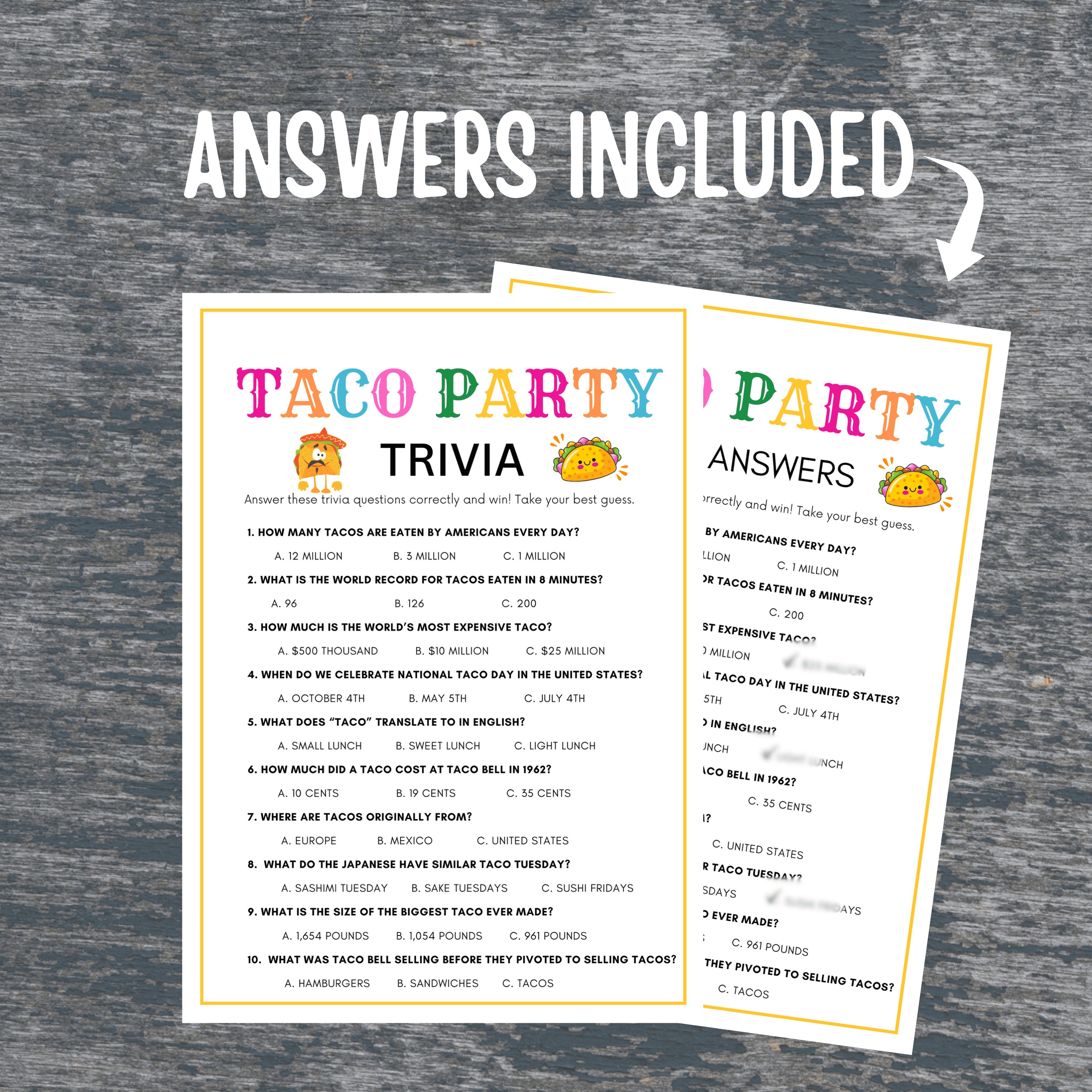 Taco Party Games, 35 Game SUPER Bundle, Taco Tuesday Games, Taco Party ...