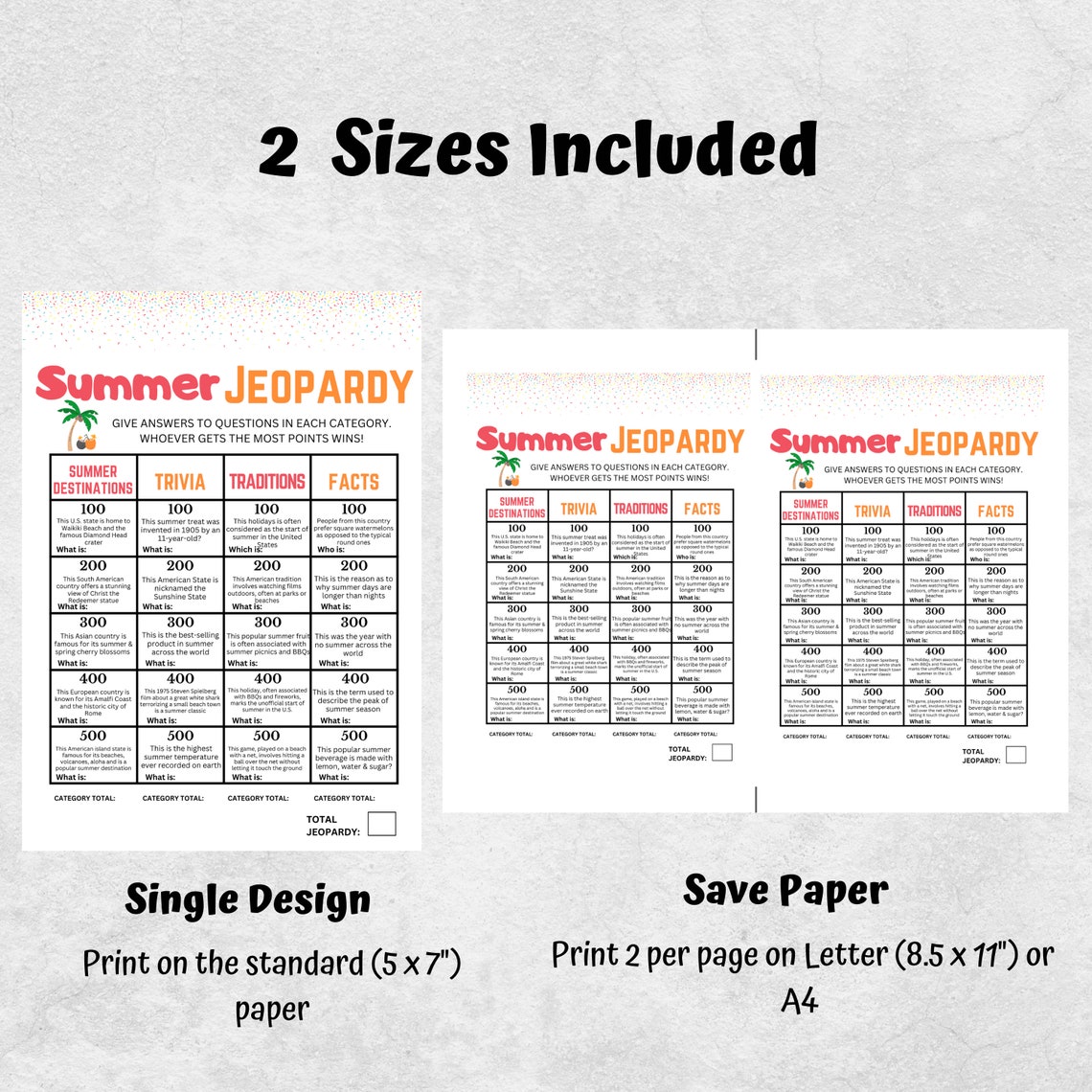 Summer Jeopardy, Summer Games for Kids and Adults, Summer Party Games ...