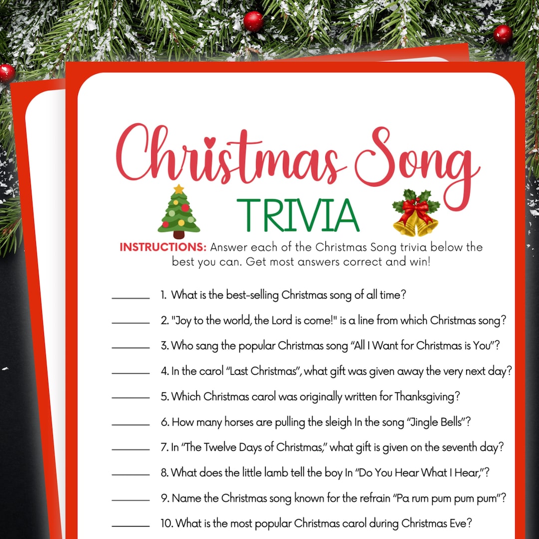 Christmas Song Trivia, Christmas Games, Printable Christmas Party Games ...