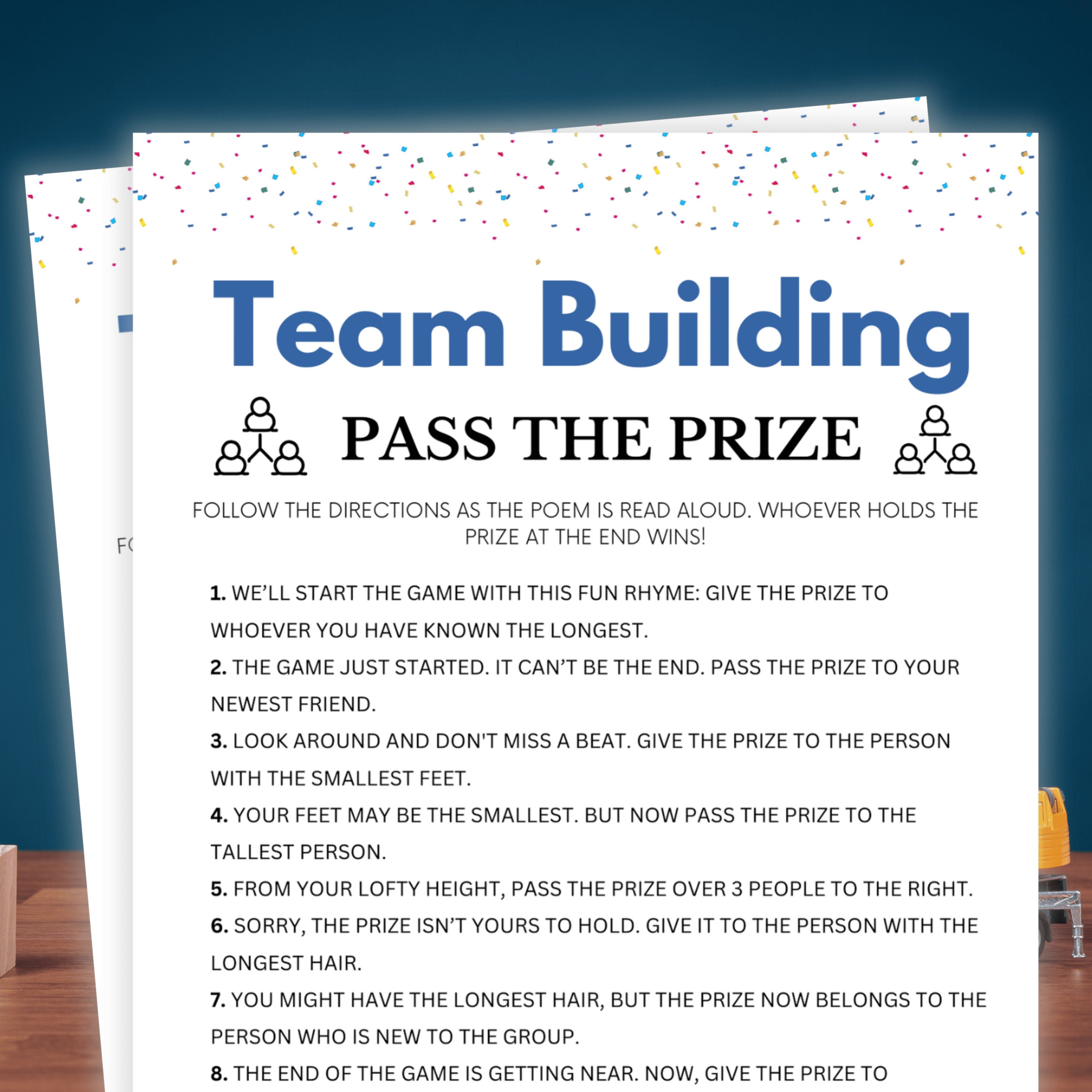 Team Building Games Pass The Prize Team Building Activity Pass The T Coworker Happy Hour