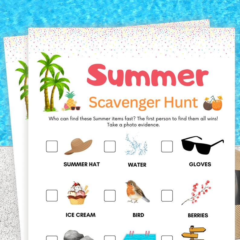 Summer Scavenger Hunt, Summer Games, Summer Party Games, Summer Games ...