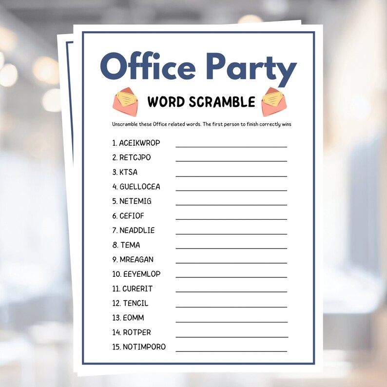 Office Party Games, Word Scramble, Office Games, Office Team Building ...