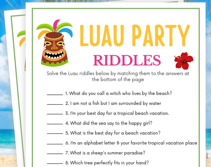 Luau Party Game Bundle, Printable Luau Games, Luau Party Games for ...