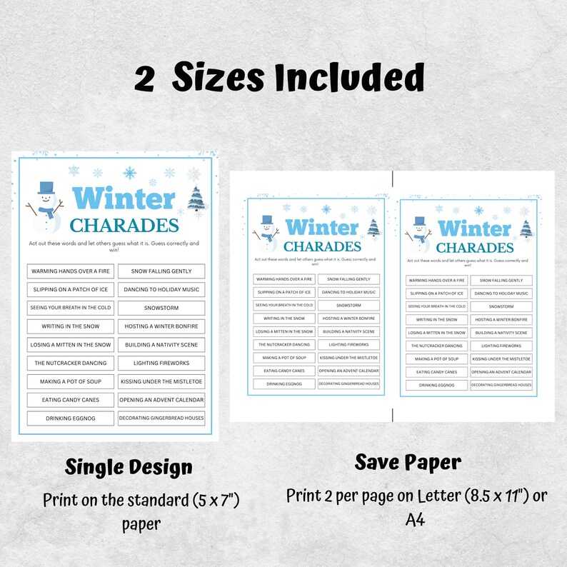 Winter Games, Charades, Winter Party Games, Birthday Games, Team ...