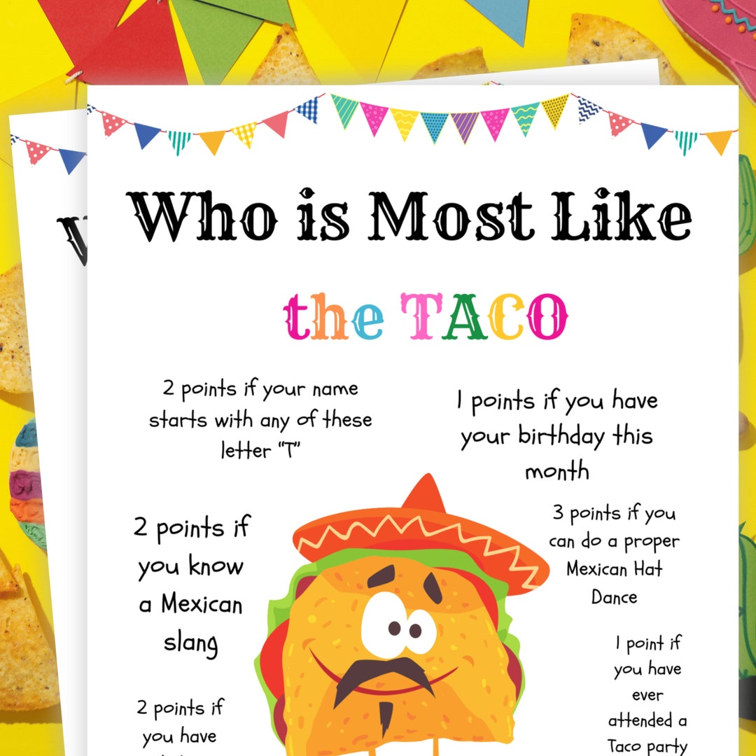 Taco Party Games, Who is Most Like the Taco?, Taco Games, Taco Tuesday ...