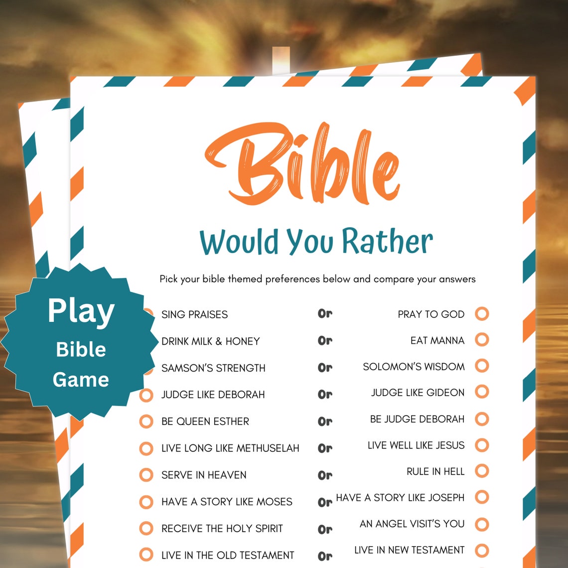 Bible Would You Rather Game, Bible Games, Printable Bible Games for ...