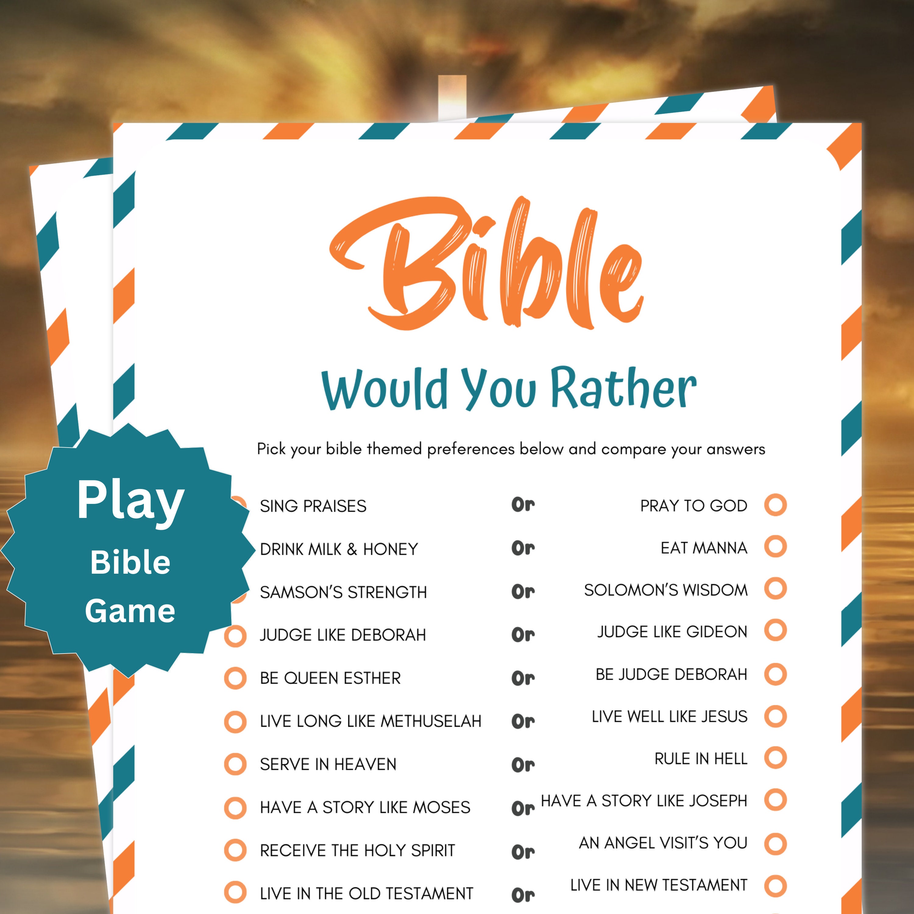 Bible Would You Rather Game, Bible Games, Printable Bible Games for ...