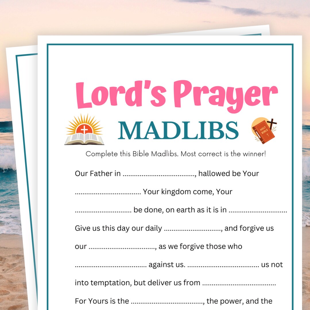 Bible Games, the Lord's Prayer Madlibs, Bible Games for Kids and Adults ...