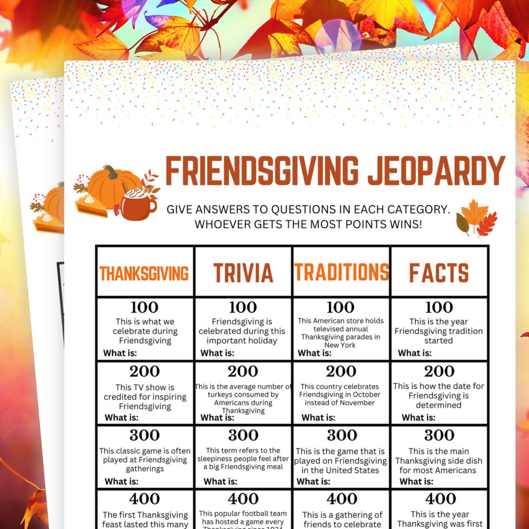 Friendsgiving Games, Jeopardy, Friendsgiving Party Games, Thanksgiving ...