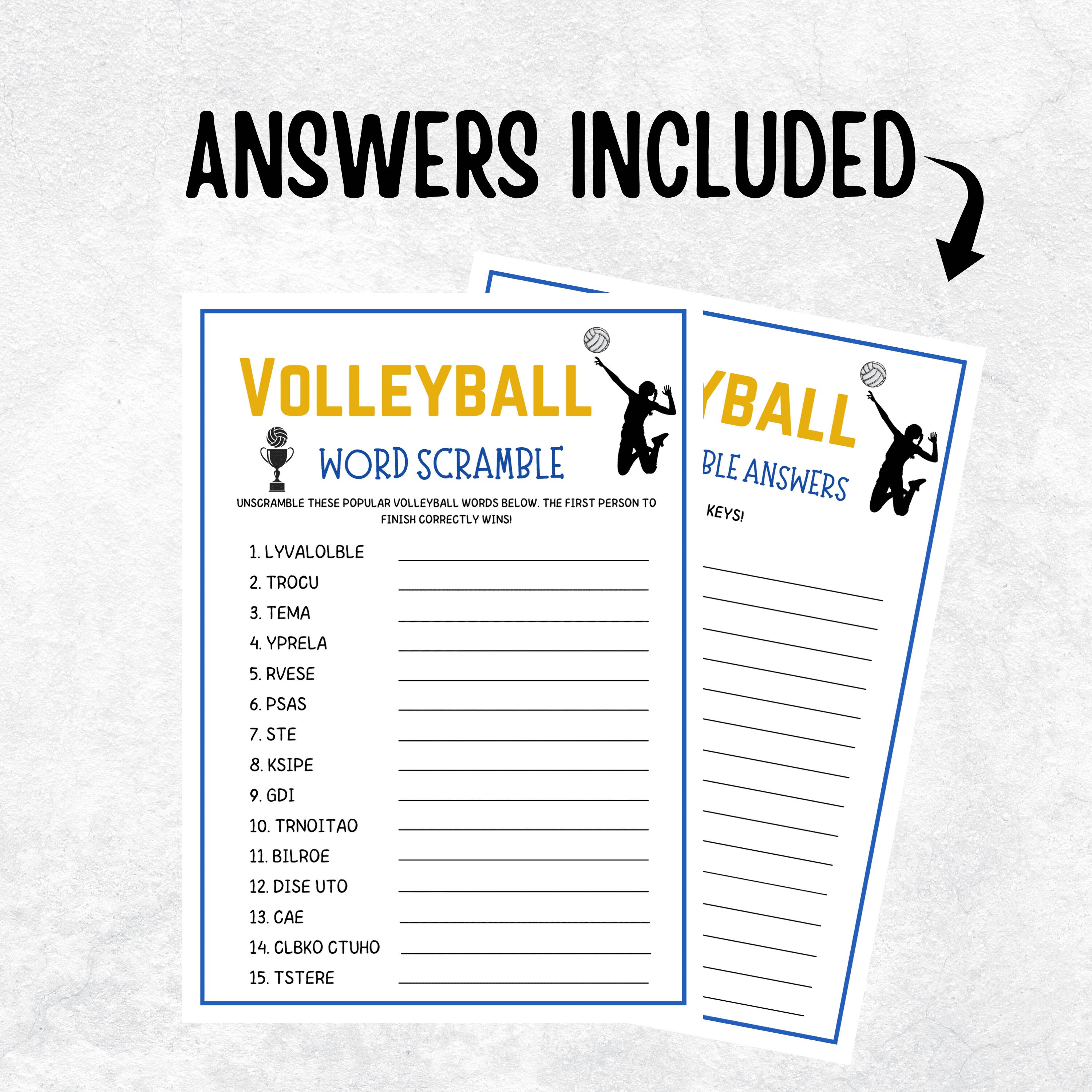 Volleyball Games, Word Scramble, Volleyball Party Games, Volleyball ...
