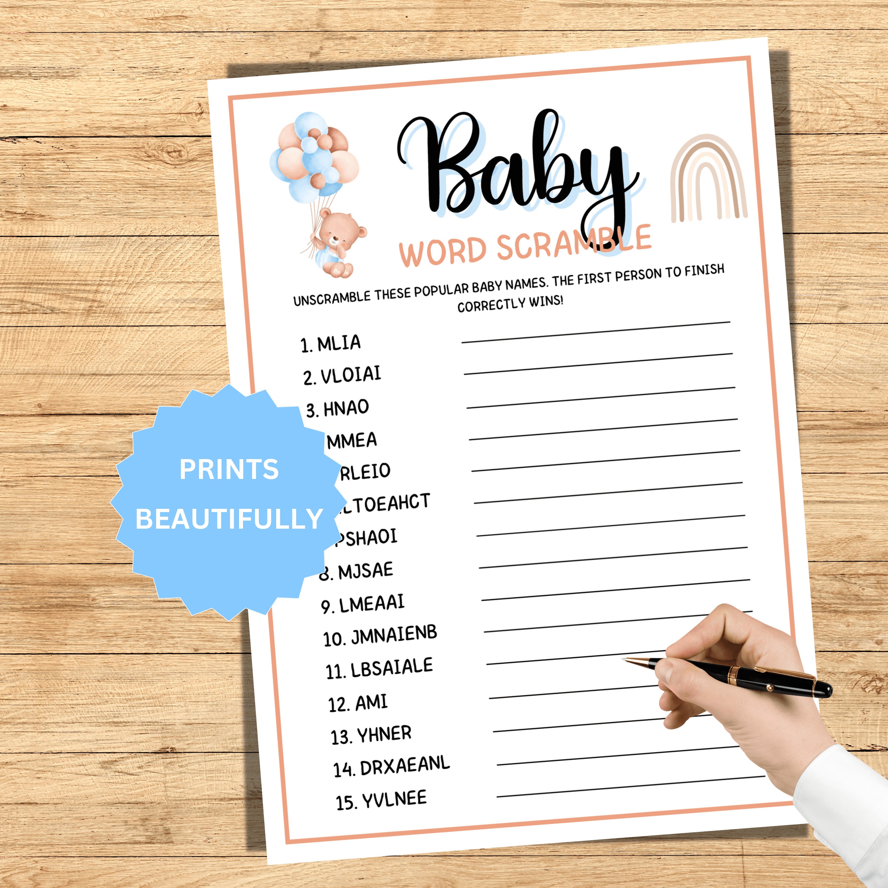 Baby Shower Games, Word Scramble, Baby Shower Party Games, Baby Naming ...