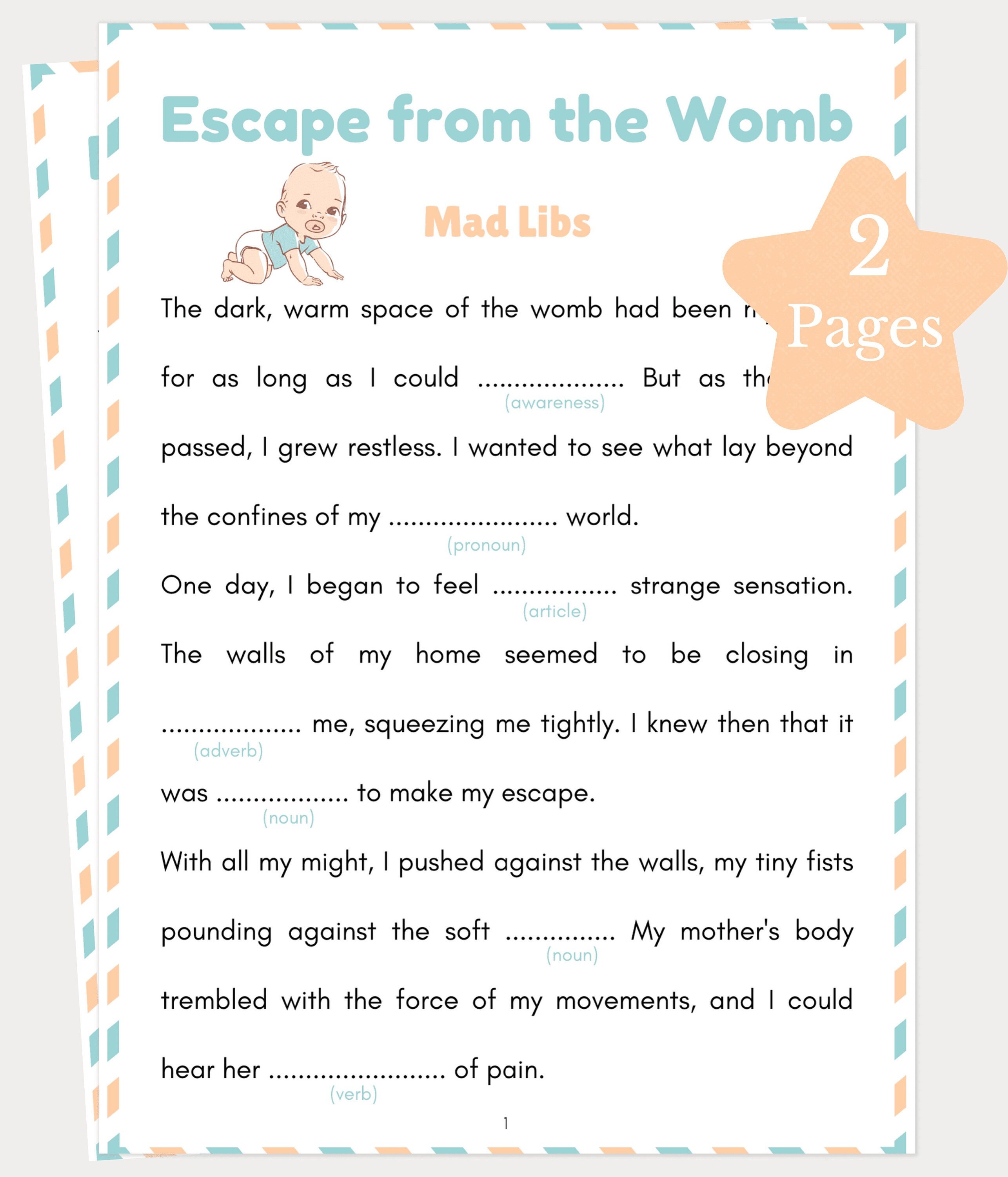 Baby Shower Games, Madlibs, Gender Reveal Games, Baby Shower Party ...