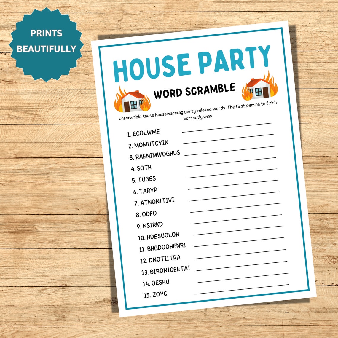 House Party Word Scramble House Party Games House Warming Party Games ...