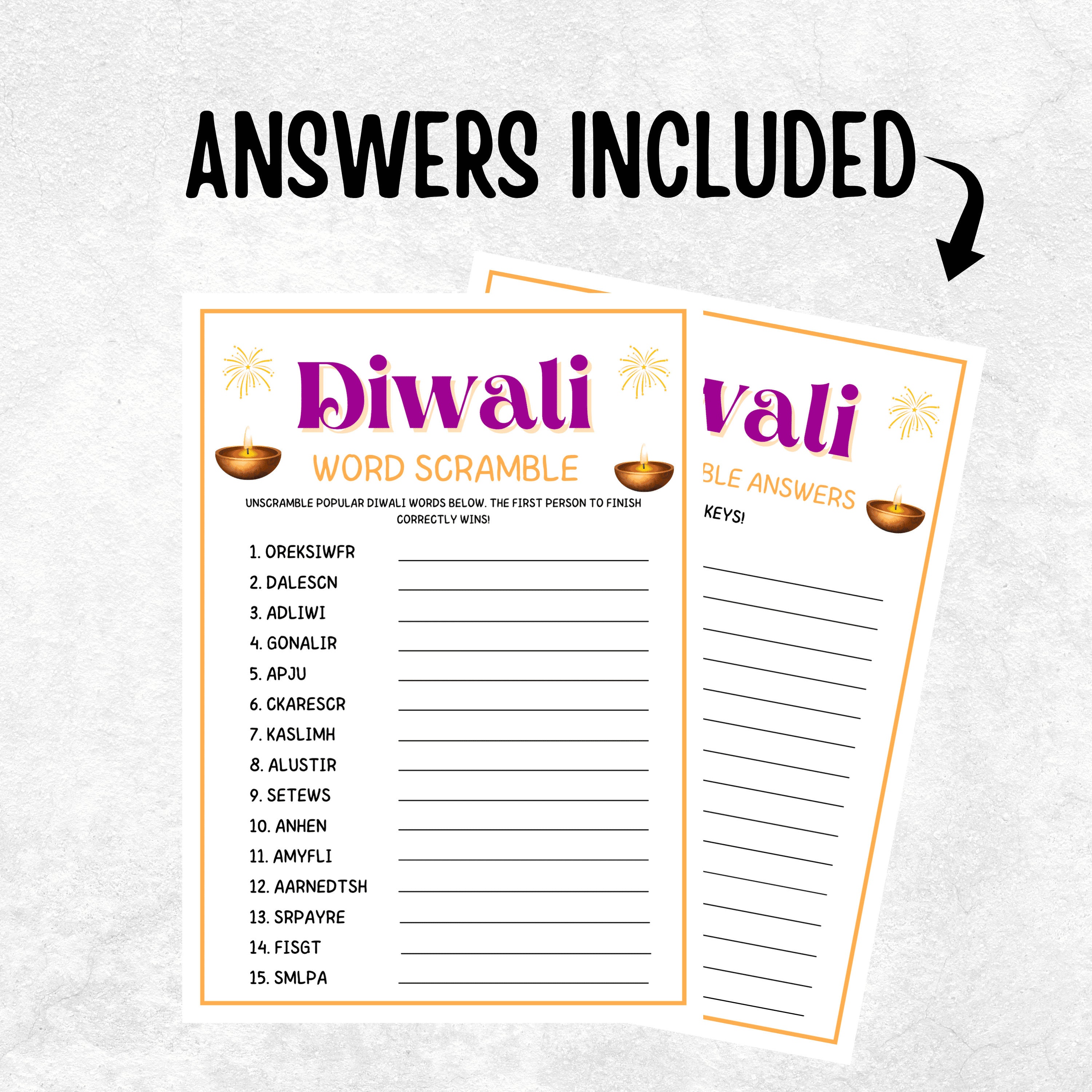 Diwali Games, Word Scramble, Diwali Party Games, Festival of Light ...