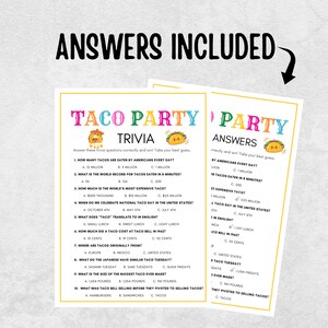 Taco Trivia, Taco Tuesday Games, Taco Themed Party Game for Kids ...