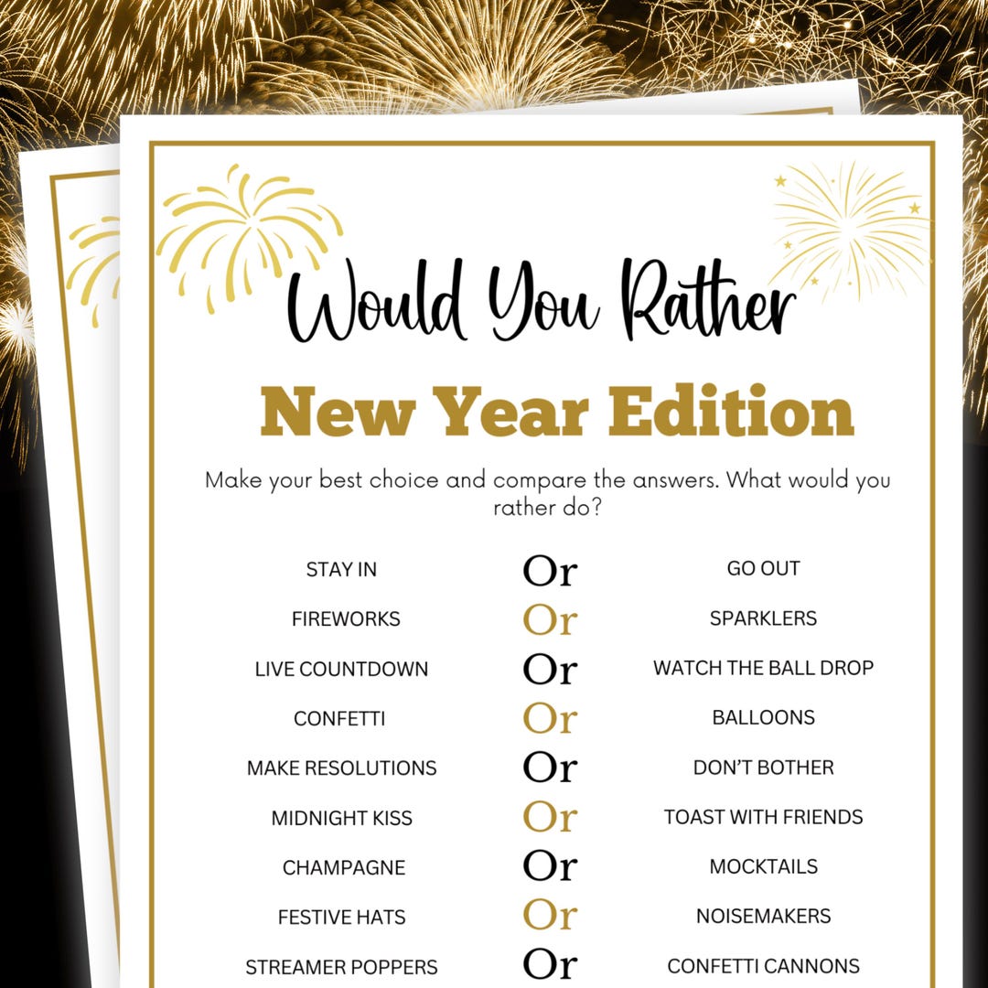 New Year Games, Would You Rather, New Year Party Games, New Year's Eve ...