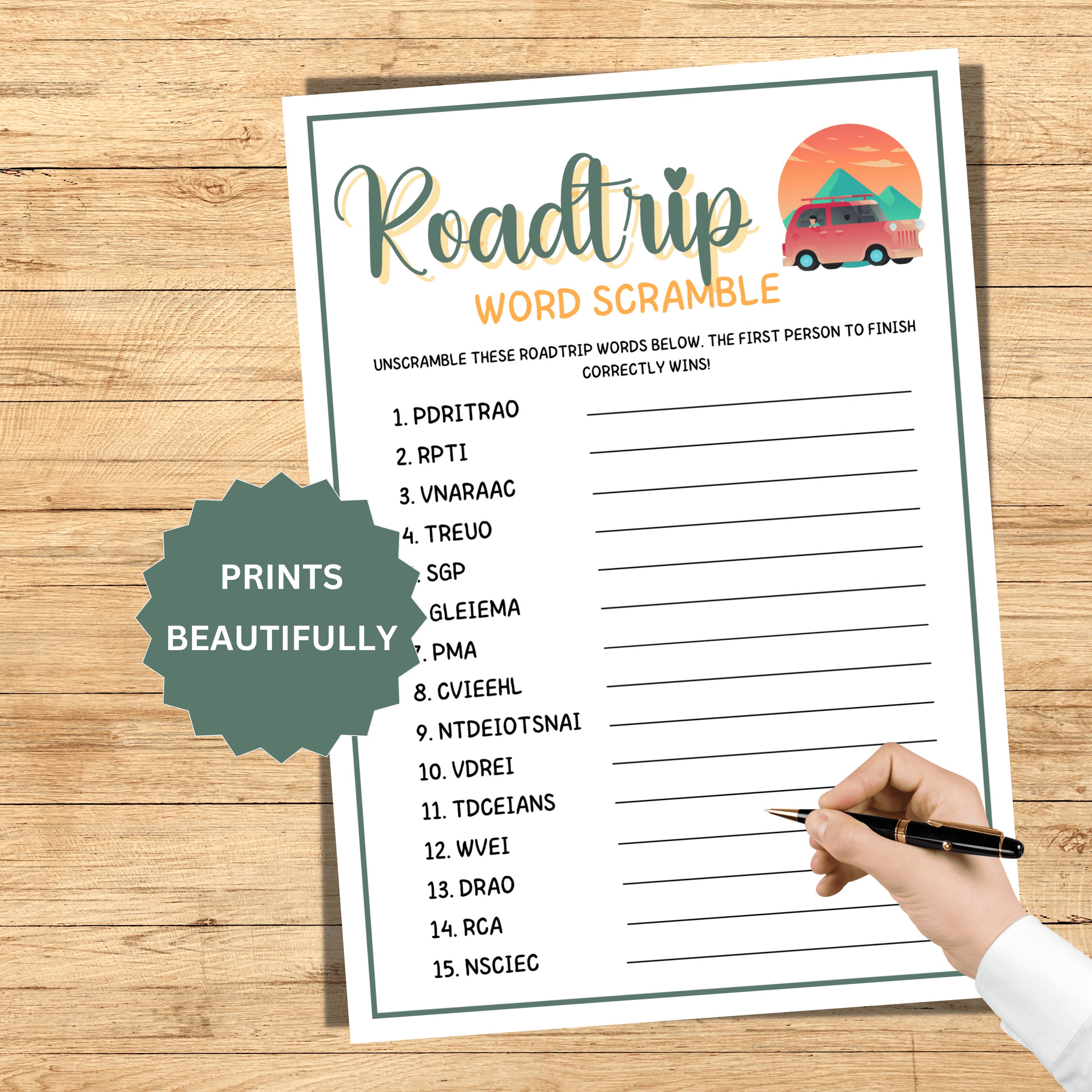 Road Trip Games, Road Trip Word Scramble, Road Trip Games for Kids ...