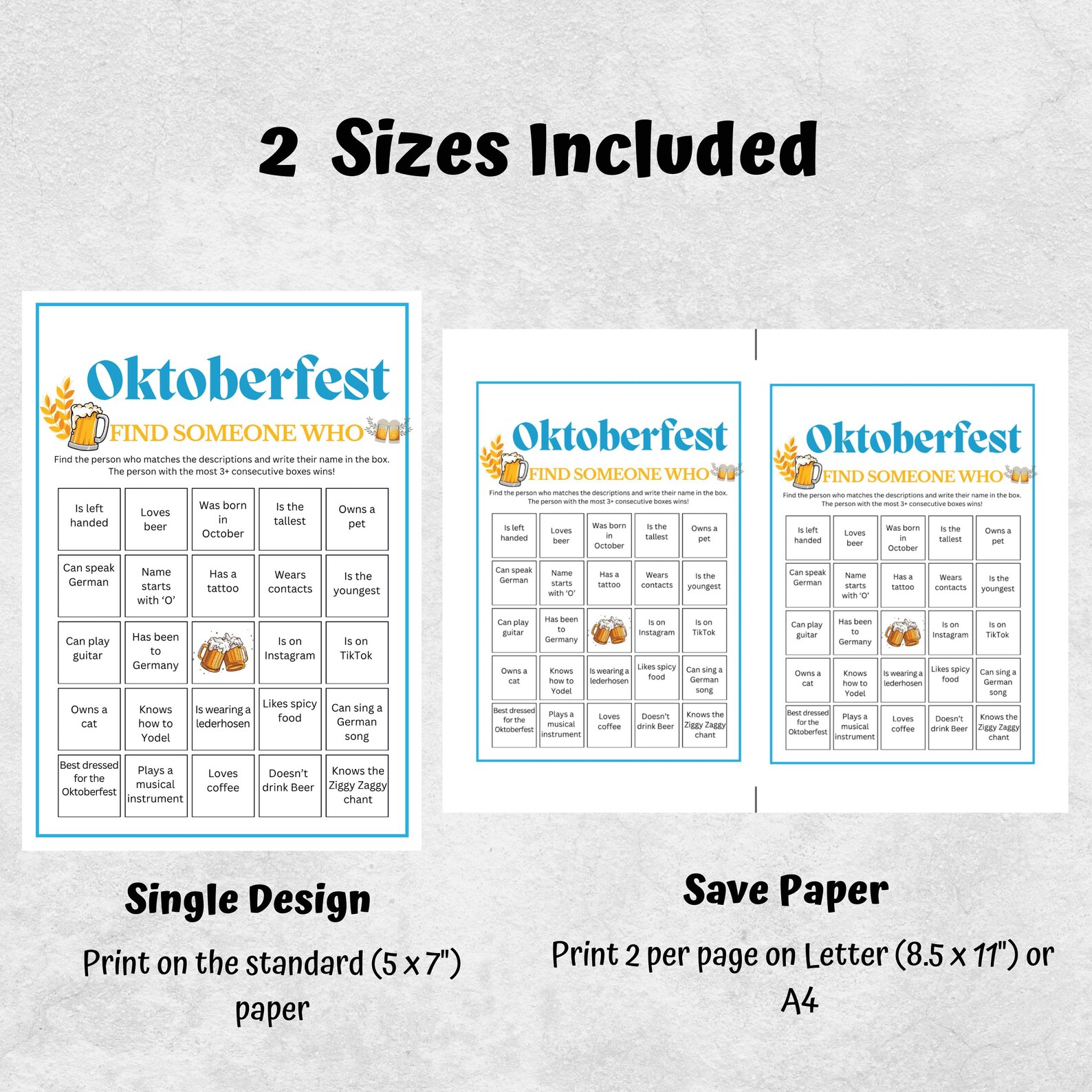 Oktoberfest Party Games, Find Someone Who BINGO, Beer Festival Games ...