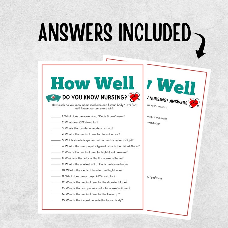 Nurse Games, How Well Do You Know Nursing, Nursing Trivia, Nurse Party ...