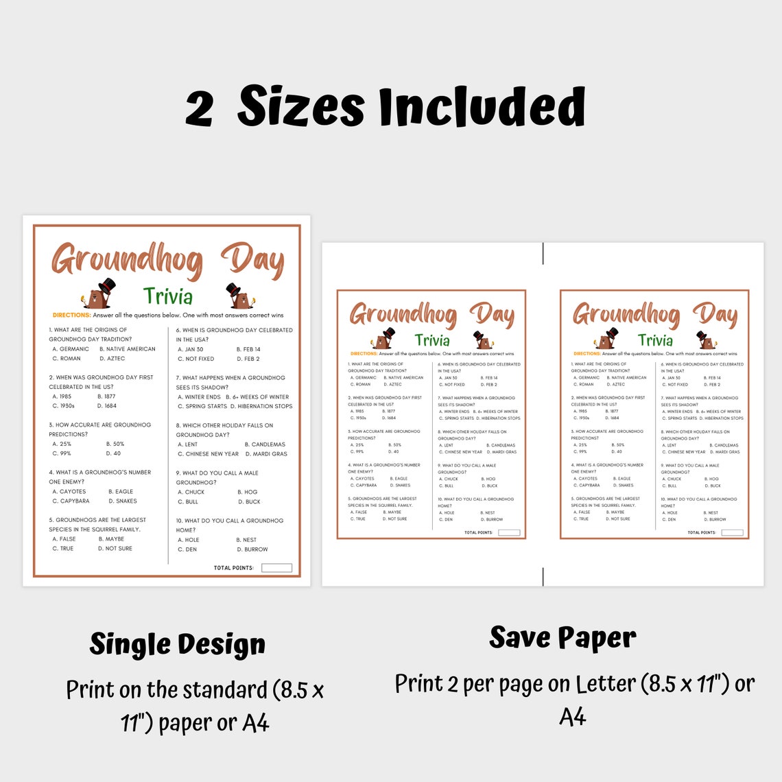 Groundhog Day Trivia, Groundhog Day Games, Groundhog Trivia, Groundhog ...