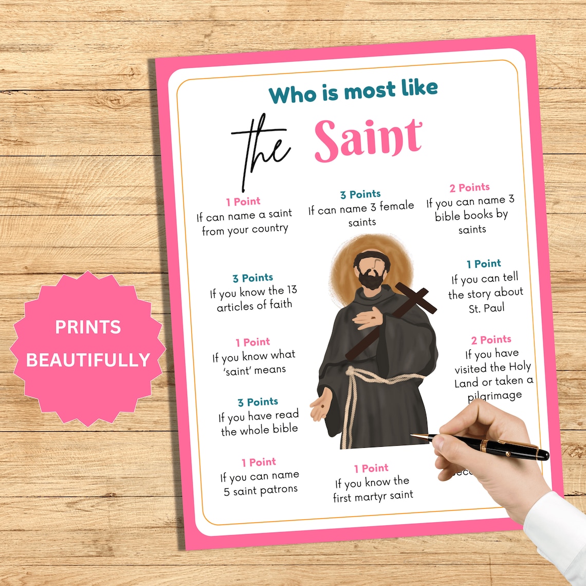 Bible Game, Printable Who is Most Like the Saint Game, All Saints Day ...