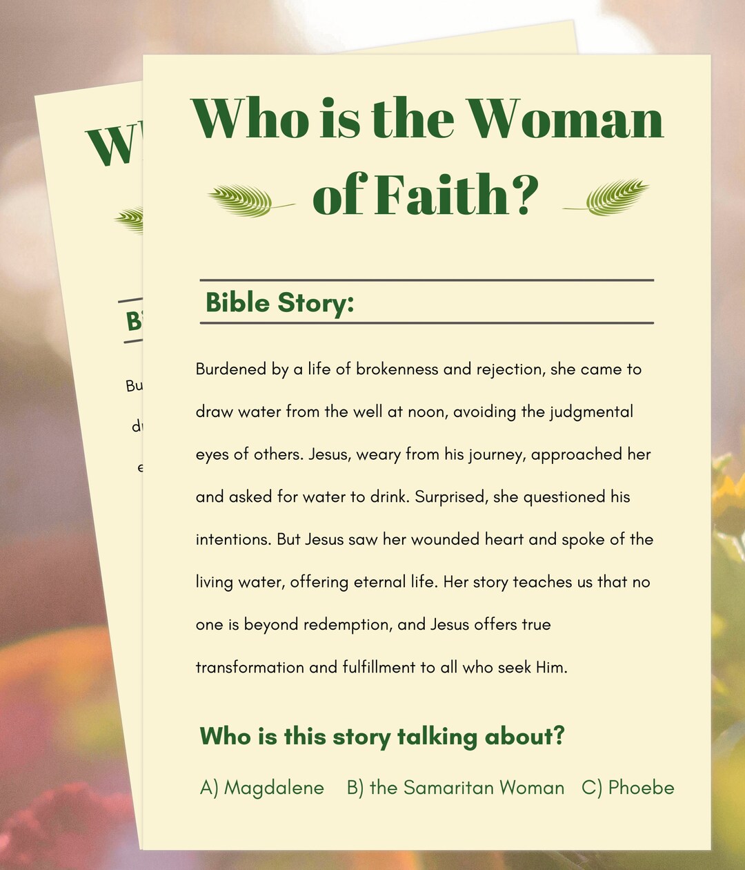 Bible Games, Who is the Woman of Faith?, Bible Trivia, Womens Ministry ...