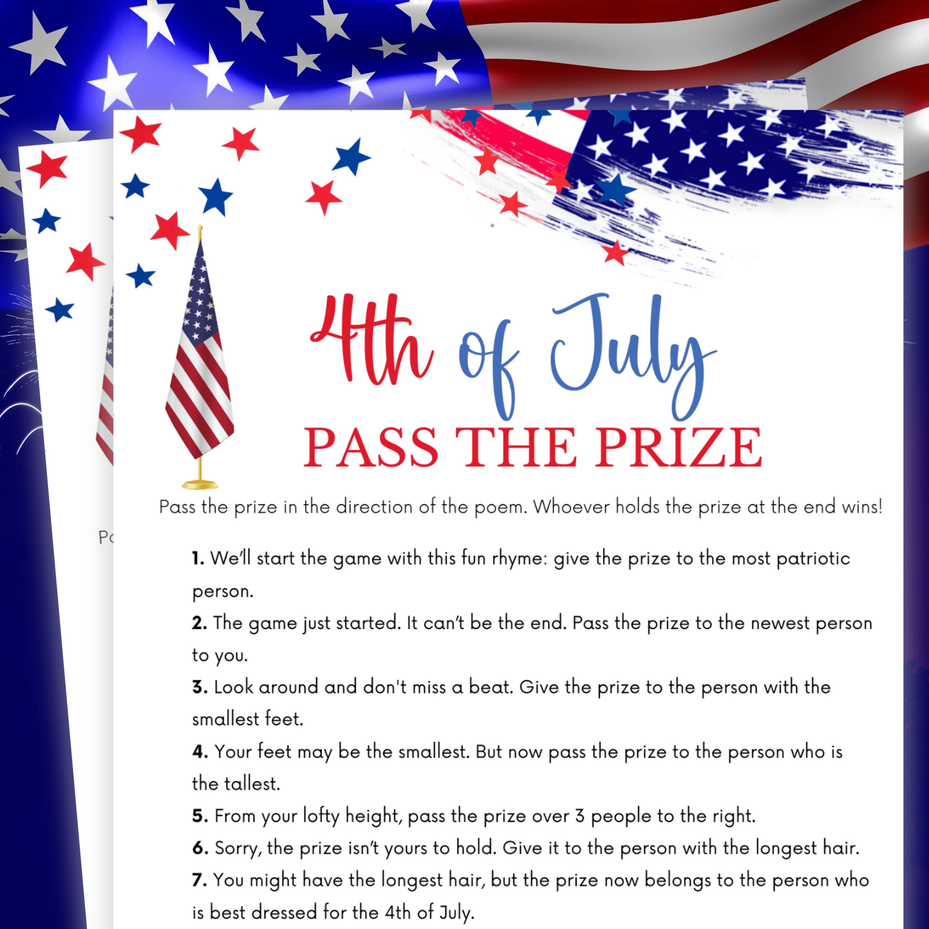 4th of July Games, Pass the Prize, 4th of July Party Games ...