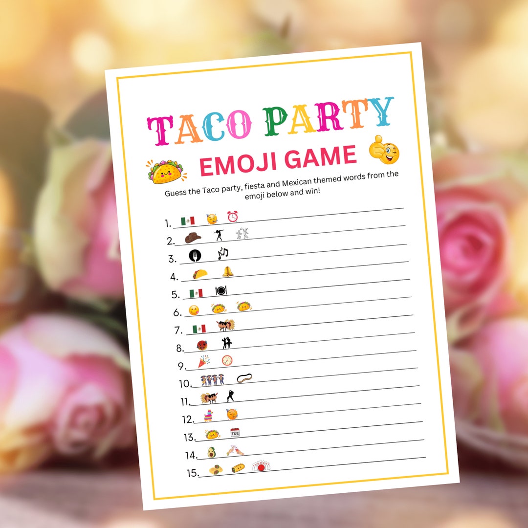 Taco Party Games, Emoji Pictionary, Taco Tuesday Games, Taco Themed ...