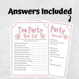 Tea Party Trivia, Think Fast, Tea Party Games, Ladies Tea Party Games ...