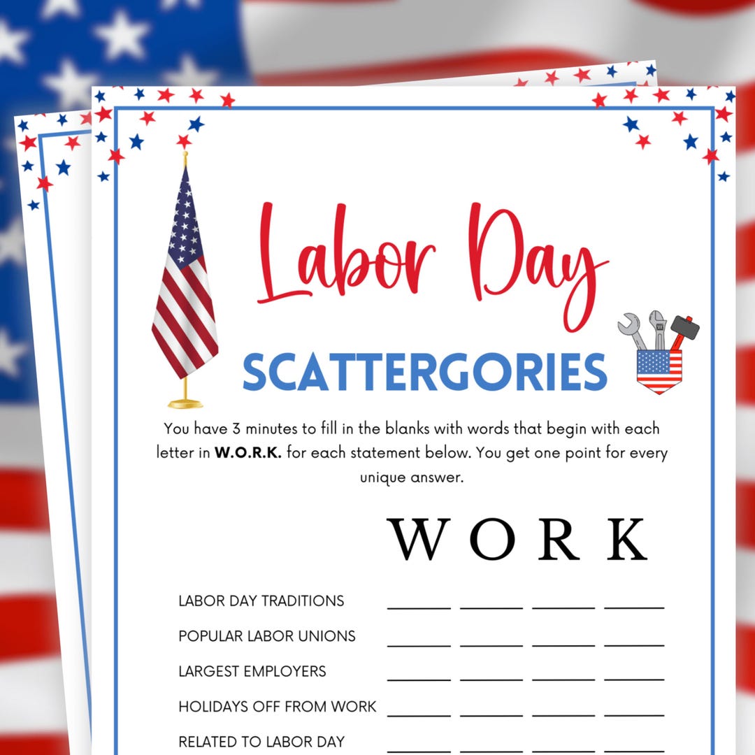 Labor Day Games, Scattergories, Labor Day Party Games, Patriotic Games ...