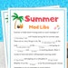 Summer Mad Libs, Summer Games, Summer Games for Kids, Summertime Games ...