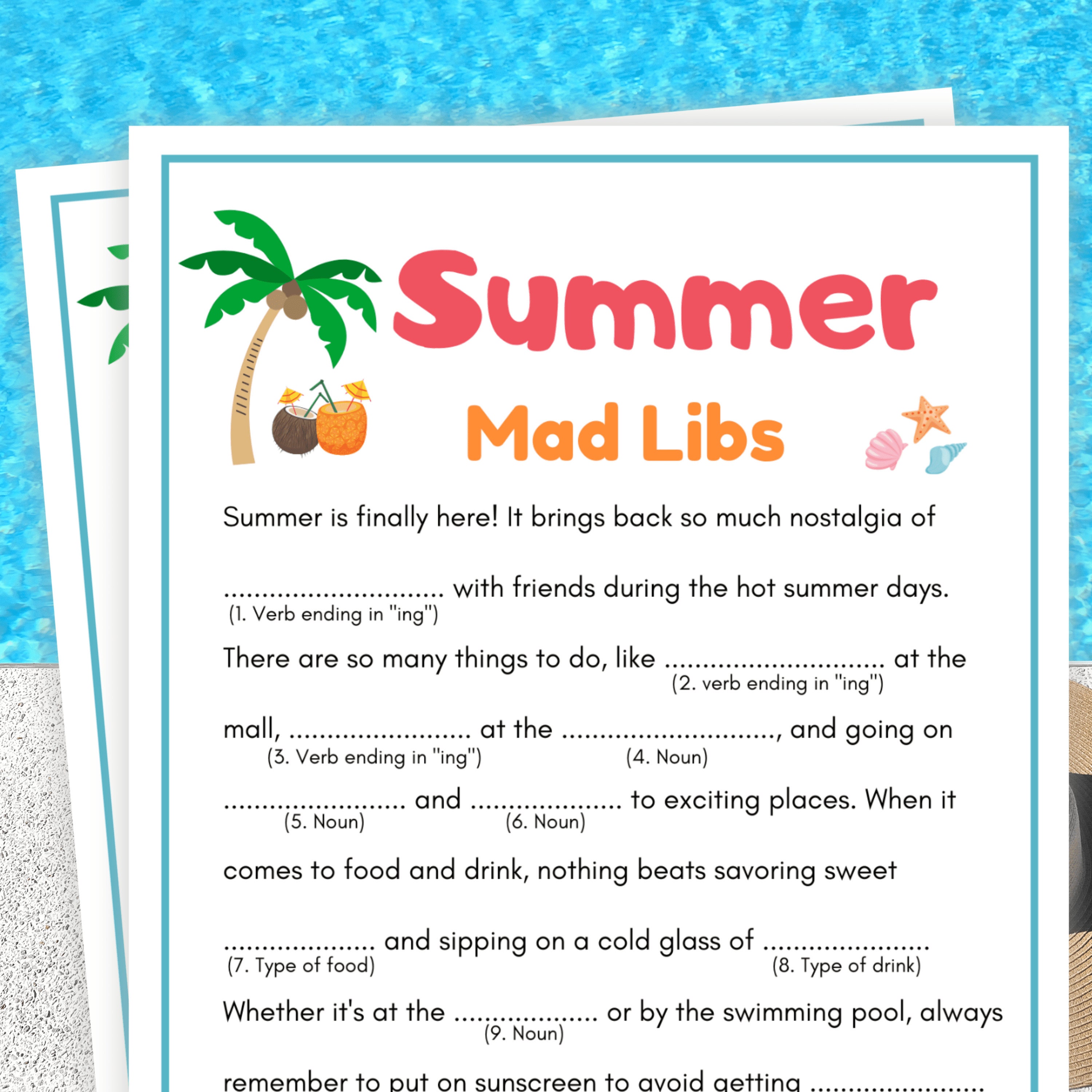 Summer Mad Libs, Summer Games, Summer Games for Kids, Summertime Games ...