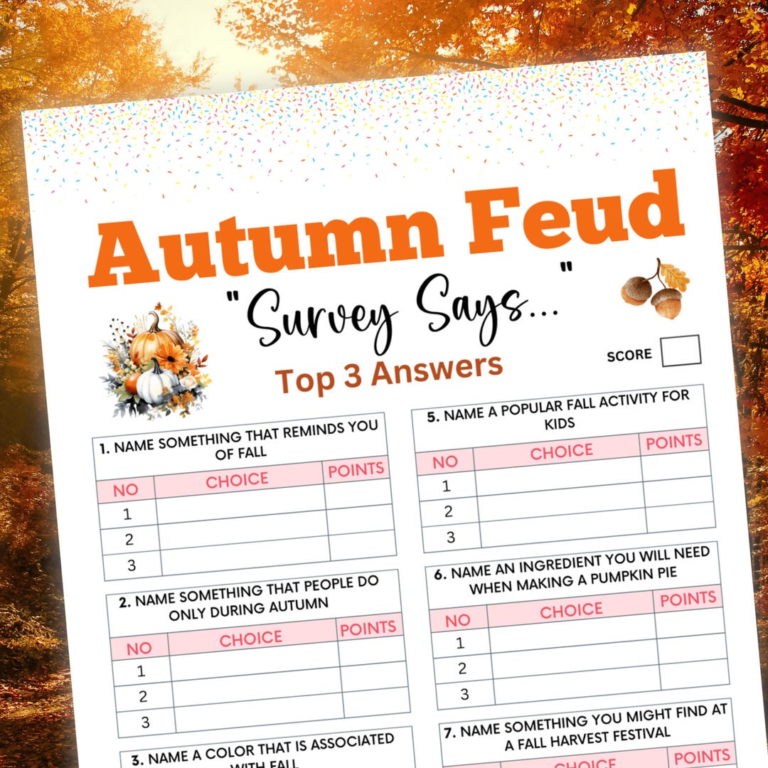 Autumn Games, Family Feud, Autumn Trivia, Fall Games, Fall Family Feud ...