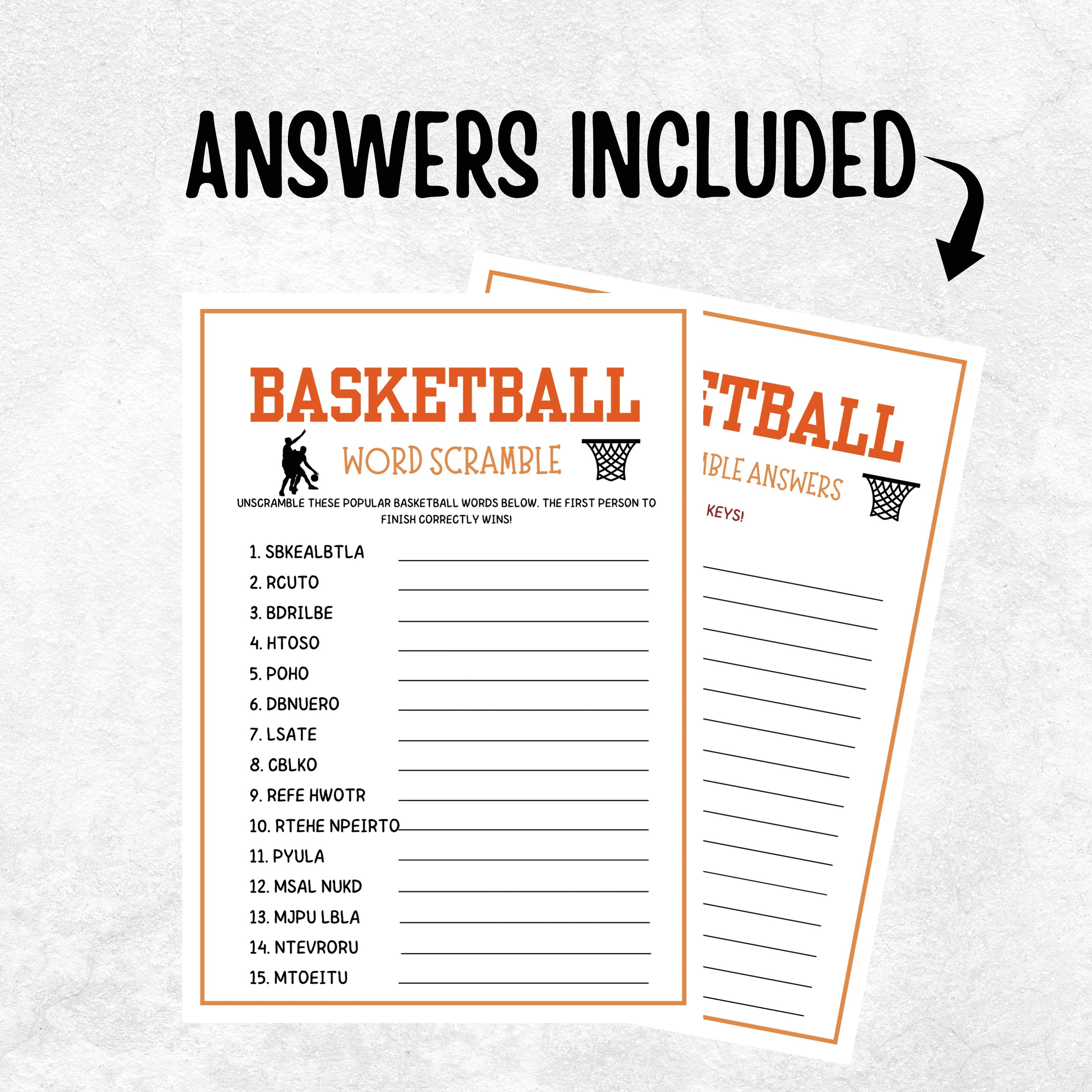 Basketball Word Scramble Game: Printable Party Activity (PDF) - Etsy