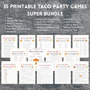 Taco Party Games, 35 Game SUPER Bundle, Taco Tuesday Games, Taco Party ...